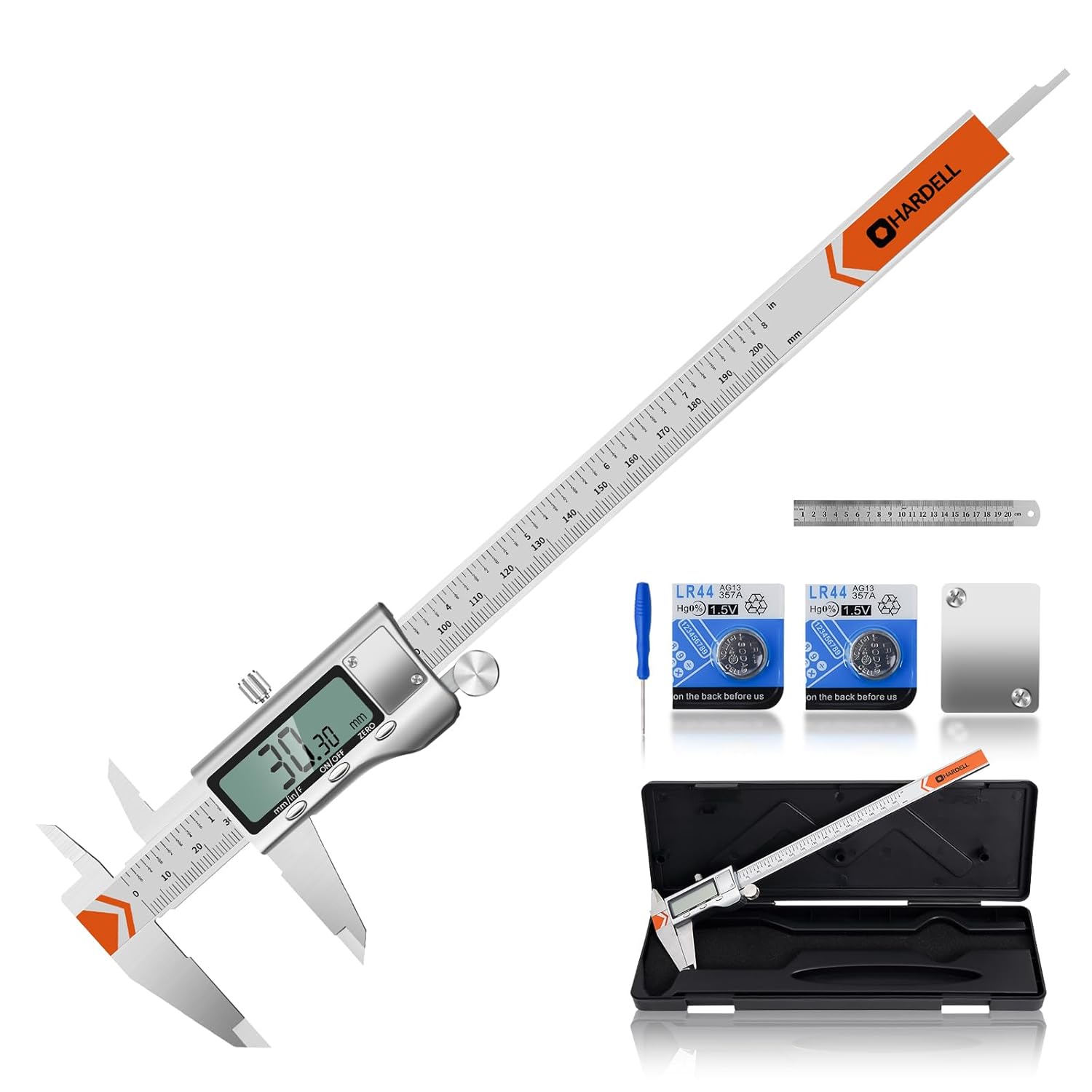 12 Inch Stainless Caliper Measuring Tool with 2 Backup Batteries – Hardell
