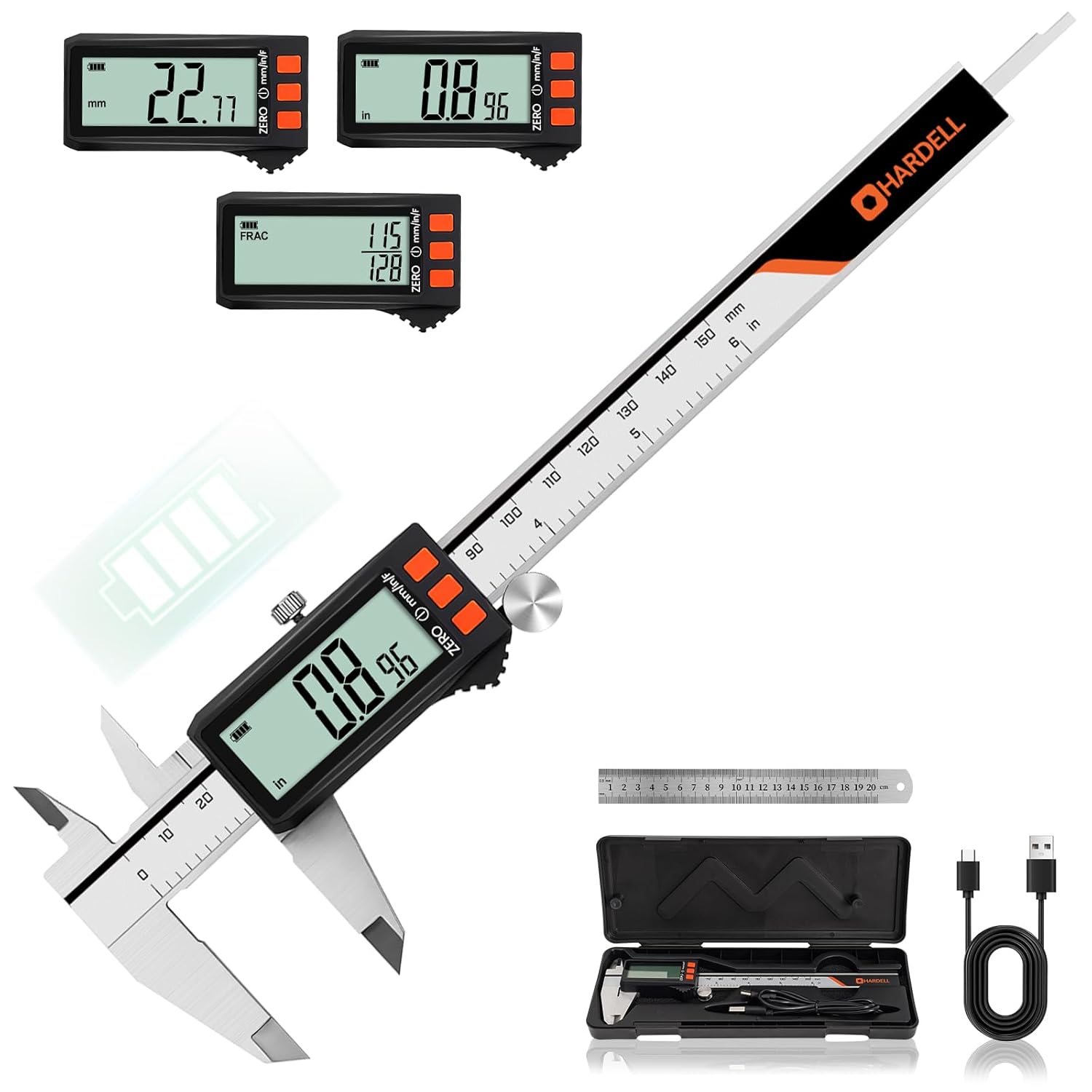 6 Inch Rechargeable Digital Caliper with Power Display – Hardell