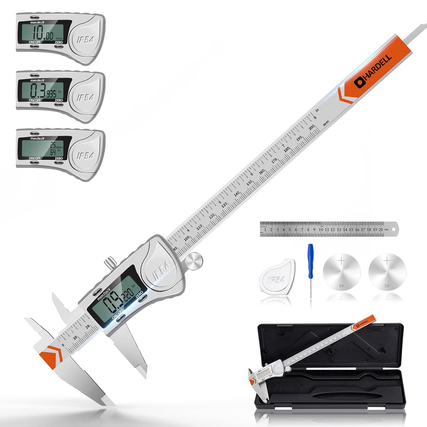 Heavy-Duty IP54 Calipers with 3-Batteries and Extra Cover – Hardell